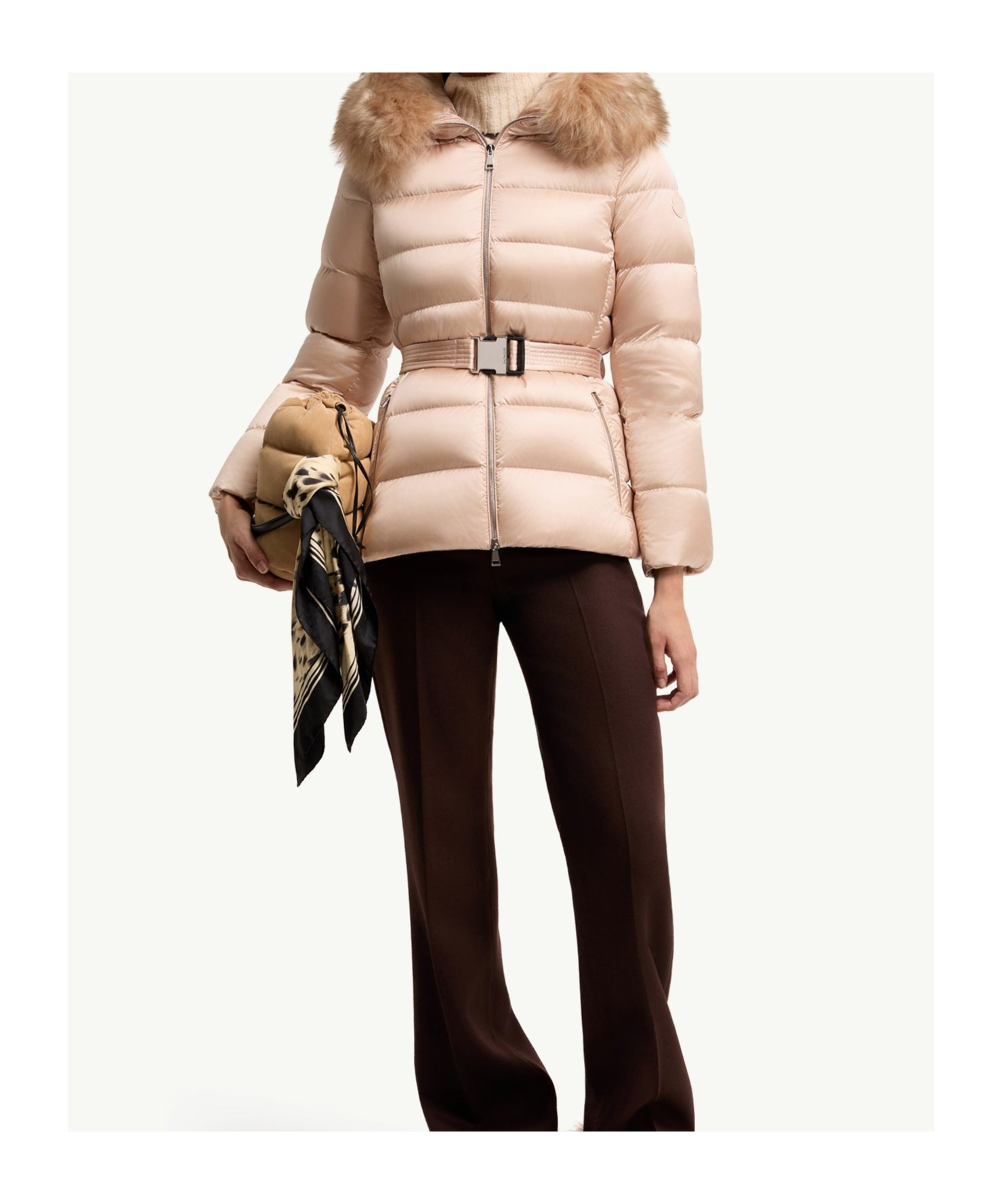 MONCLER Moncler Cupidone Belted Fur-Trim Padded Jacket